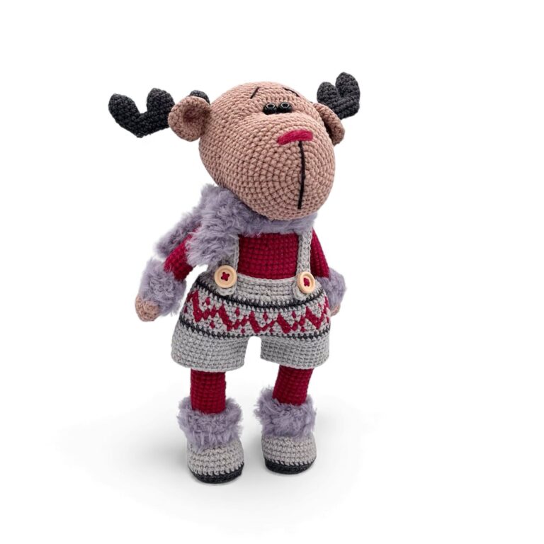 Crochet Reindeer Boy Amigurumi – Handmade Plush Collectible